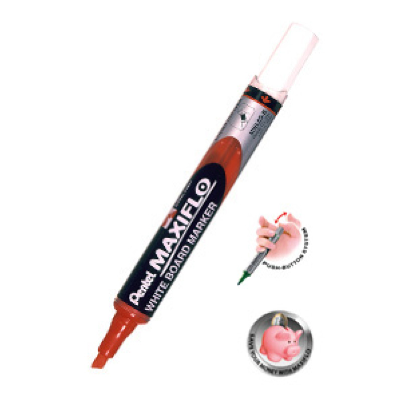 PENTEL WHITEBOARD MARKER MAXIFLO PE MWL6S B RED CHISEL TIP BOX OF 12 PCS